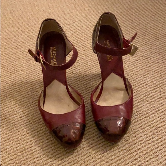 Michael Kors | Shoes | Michael Kors Cherry Red Chunky Heel Mary Janes ...